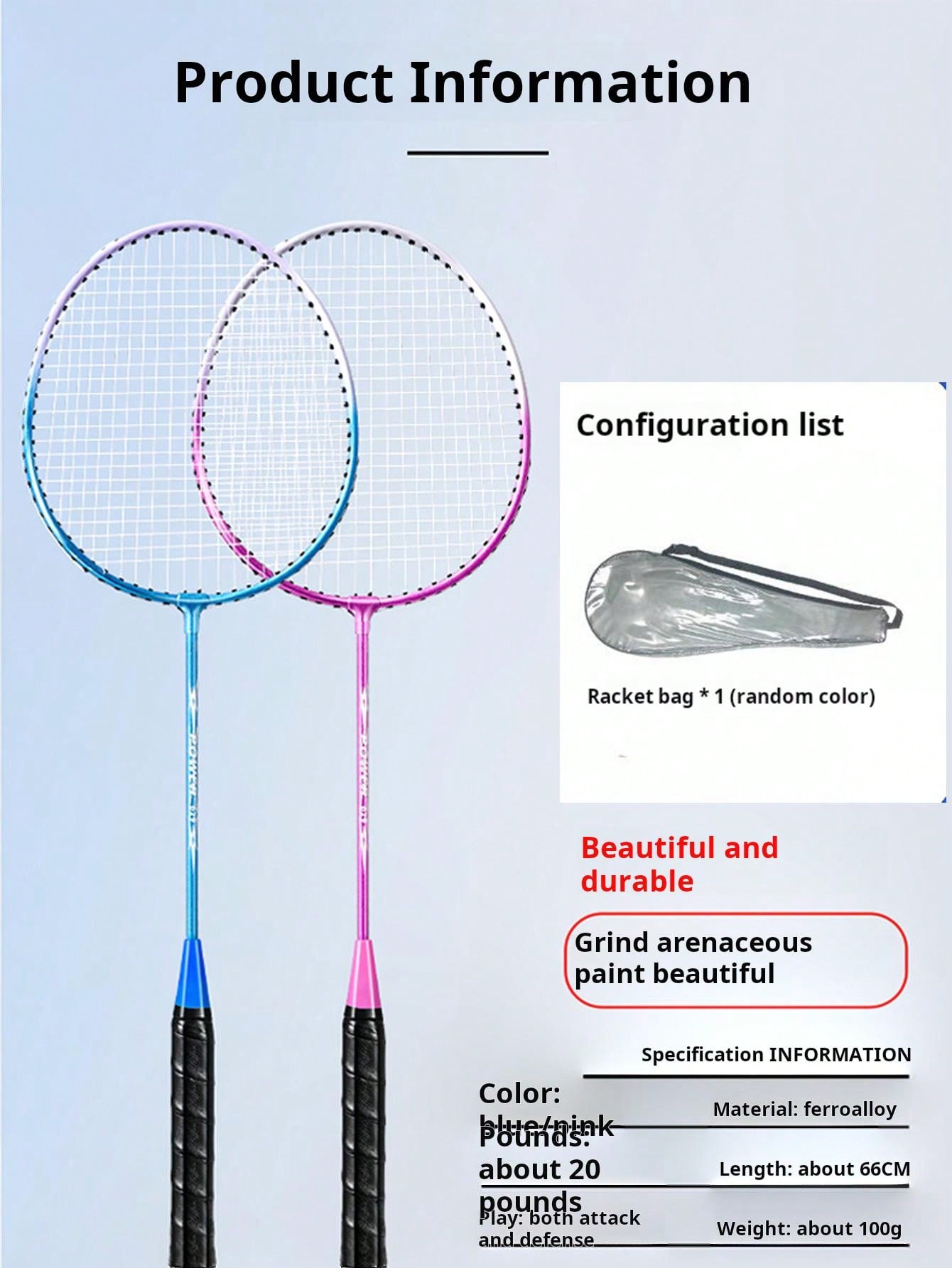 1PC Alloy Iron Badminton Racket Durable Adult Training Set Split Style ...