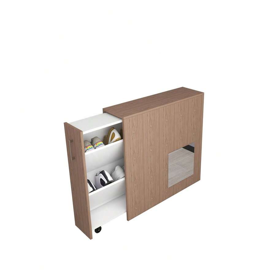 Modern Shoe Cabinet With Hidden Shoe Rack Pull-Out Freestanding Shoe ...