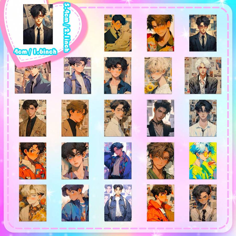 50pcs Cool Boy Stickers, Aesthetics Vinyl Waterproof Anime Boys ...