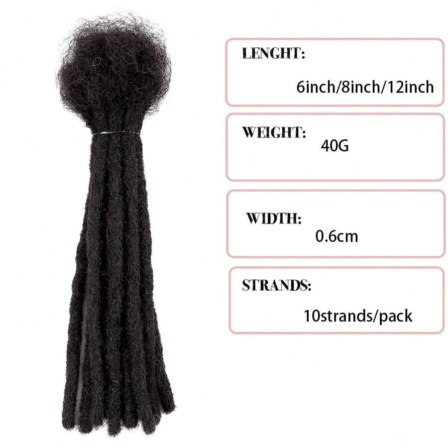 6-12 Inch 8 Inch Dreadlock Extensions Synthetic Hair 0.6cm Width Loc ...