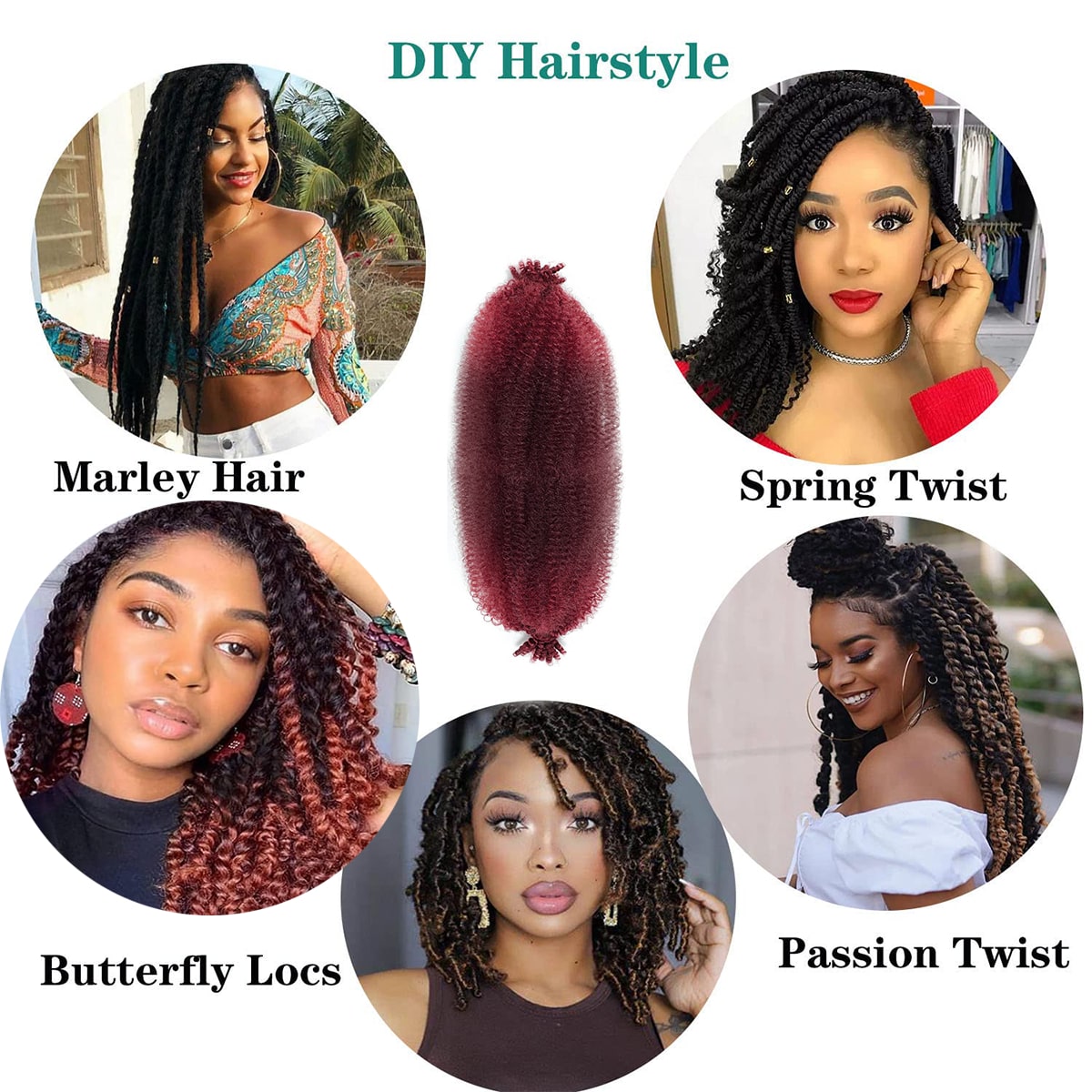 Ombre Burgundy Spring Afro Twist Crochet Hair 24 Inch Kinky Twist ...