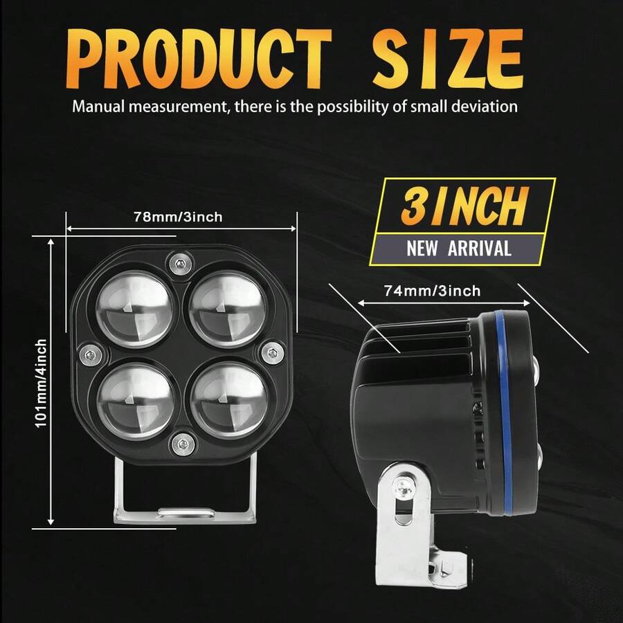 3inch Led Work Spotlights 3500K 6500K White Yellow 12V 24V Headlights ...