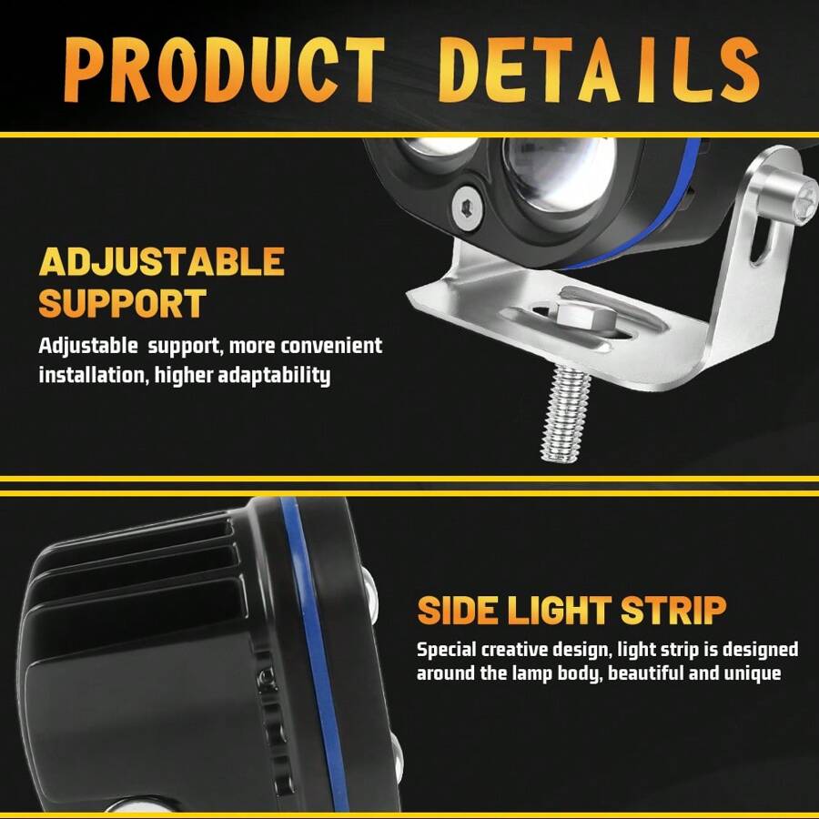 3inch Led Work Spotlights 3500K 6500K White Yellow 12V 24V Headlights For Motorcycles Flood Led ...