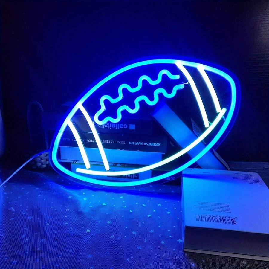 Football Neon Sign, Blue Neon Light Decor, Neon Wall Decor, Neon Lamp ...