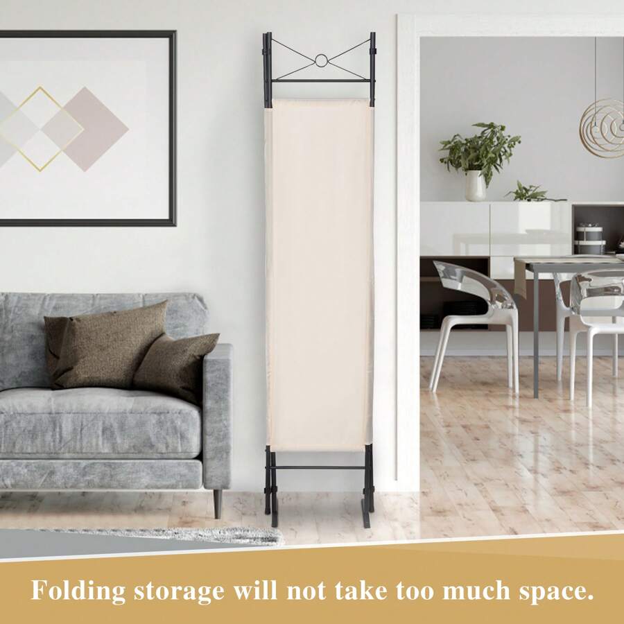 5.9FT 4-Panel Room Divider, Folding Privacy Screen With Steel Frame ...