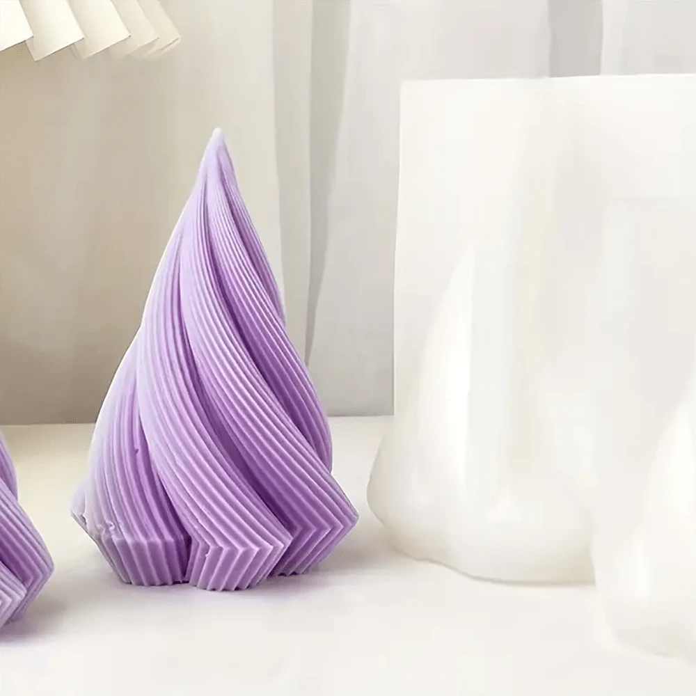 2pcs Spiral Cone Shape Silicone Candle Molds, DIY 3D Geometric Candle ...
