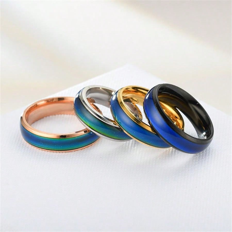 1pc Korean Style Mood Color-Changing Ring, Unisex Couple Temperature ...