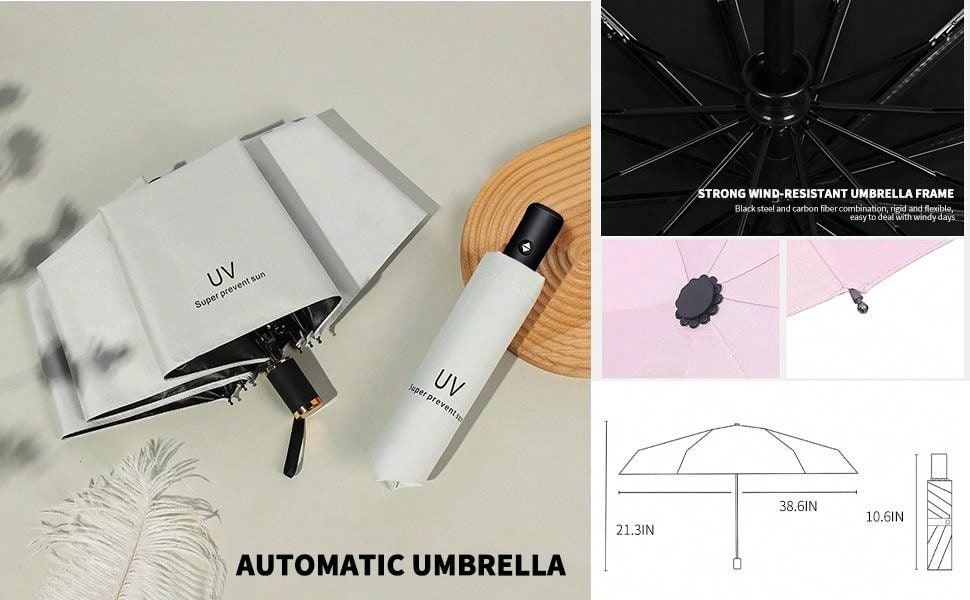 Automatic Uv Umbrella, Compact And Portable Umbrella For Sun And Rain ...