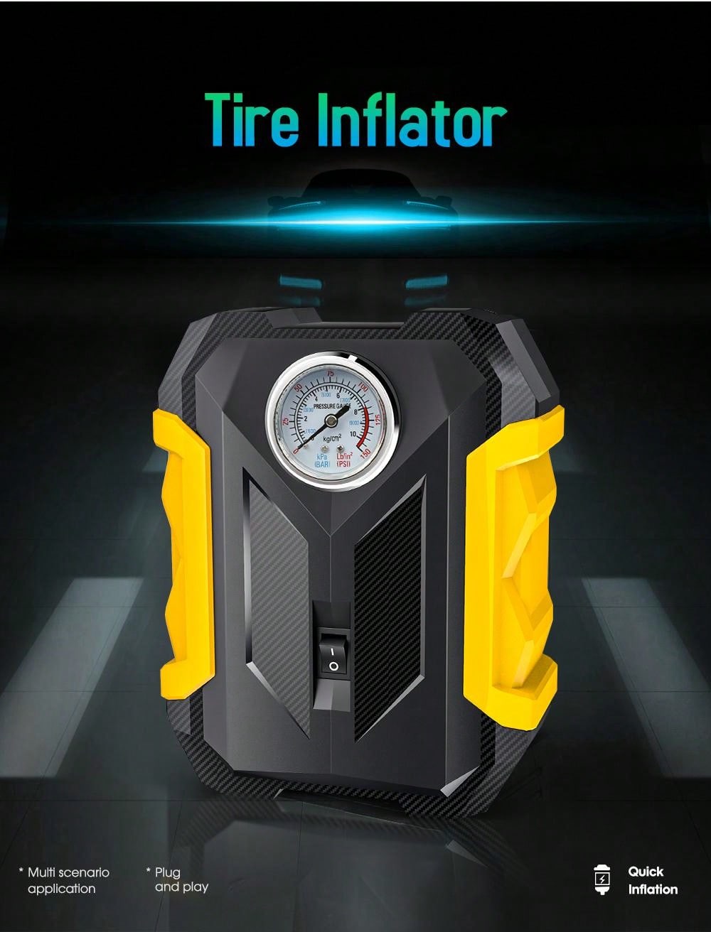 Carsun Mechanical Portable Lighted Air Inflation Pump With Needle ...