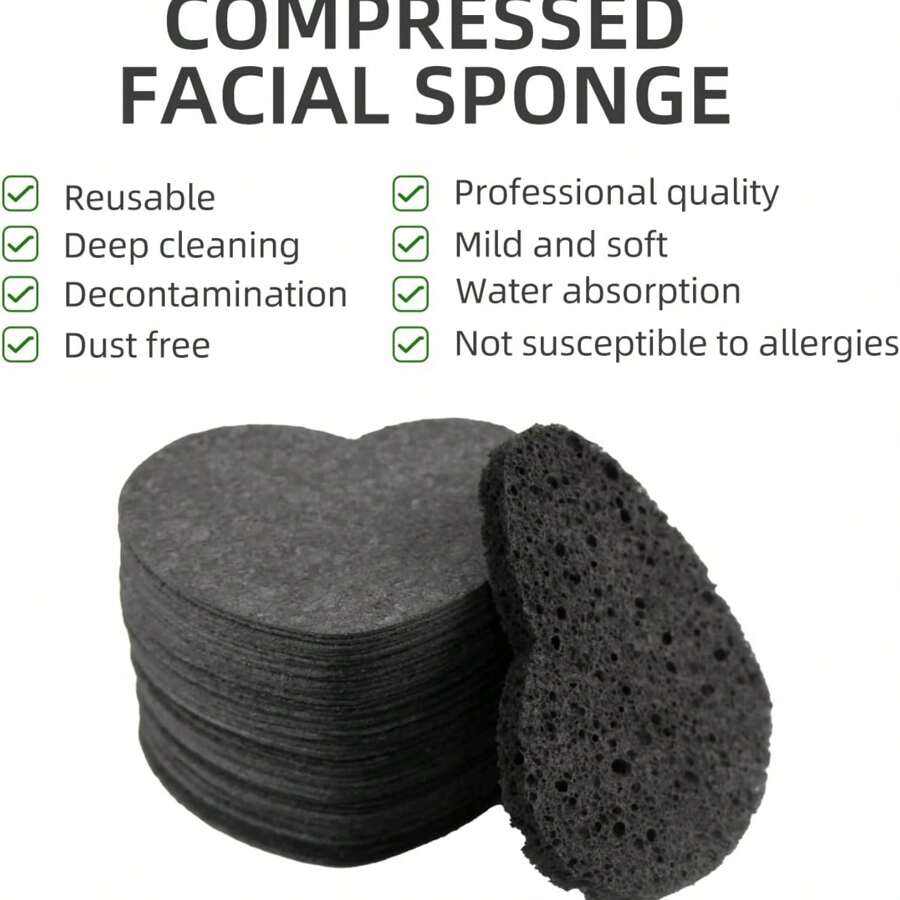 20-Count Compressed Facial Sponges For Estheticians Heart Shape Natural ...