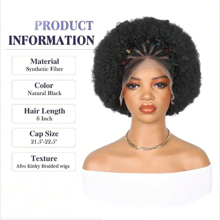 Cornrow With Afro Puff Wig 13x4 Inch HD Lace Front Wig With Baby Hair ...