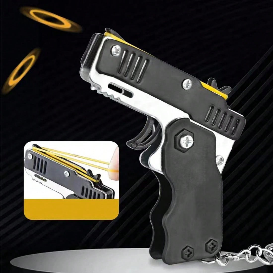 Party Rubber Band Shooting Toy - Rubber Band Mini Metal Folding Rubber ...