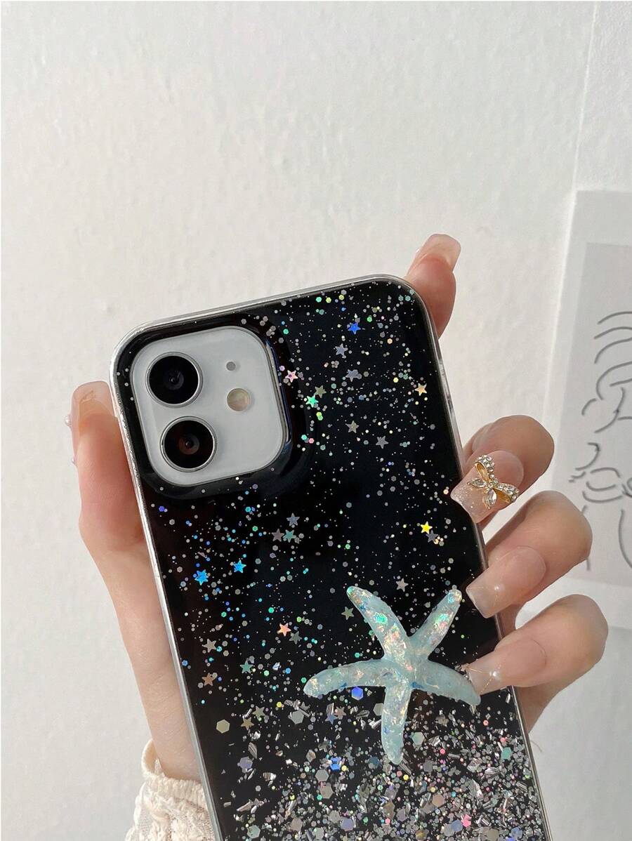 Iphone 16 1pc Droplet Jelly Starfish & Seashell Phone Case, Compatible ...