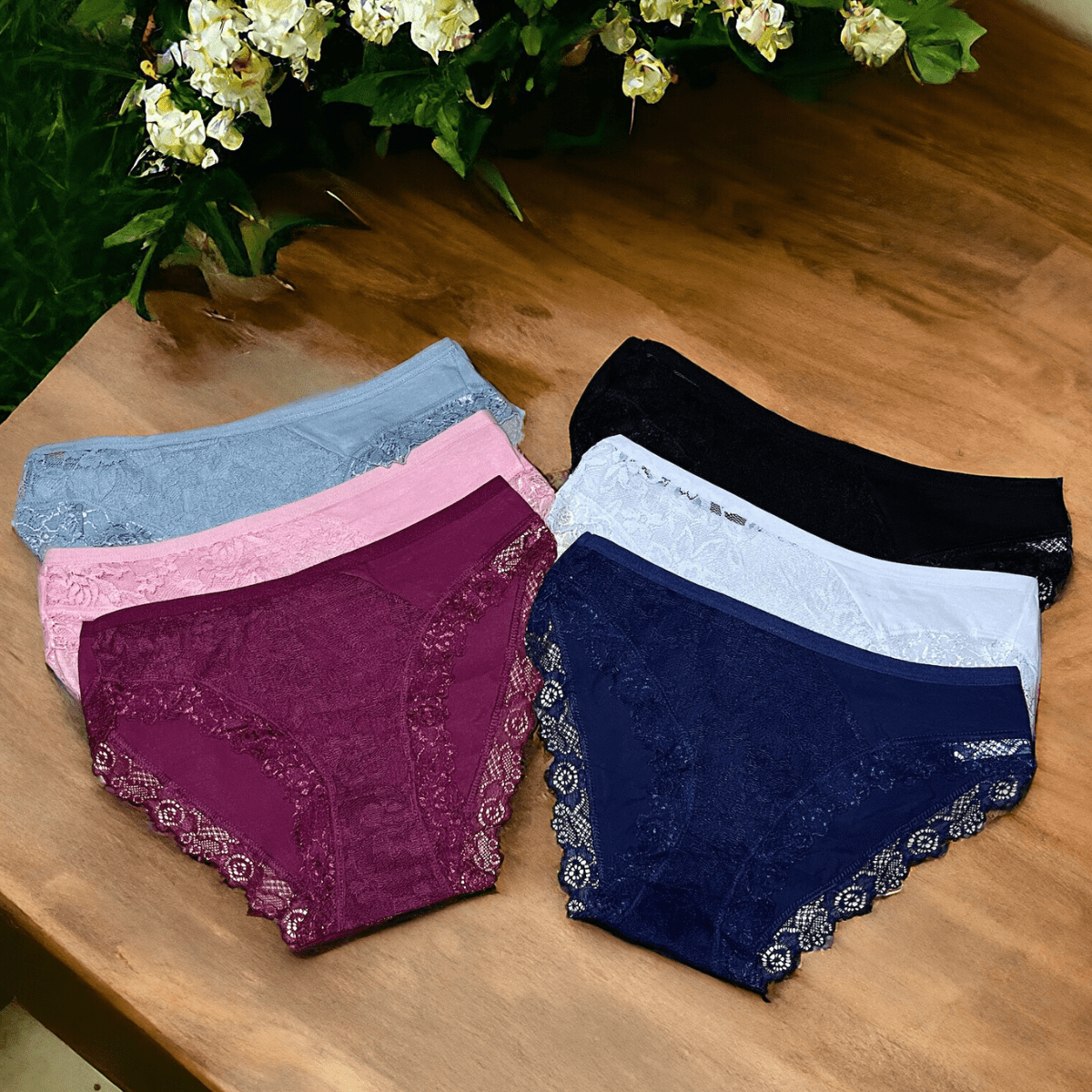 4 Bragas algodón diseño con bellísimo detalle de encaje al frente y en ...