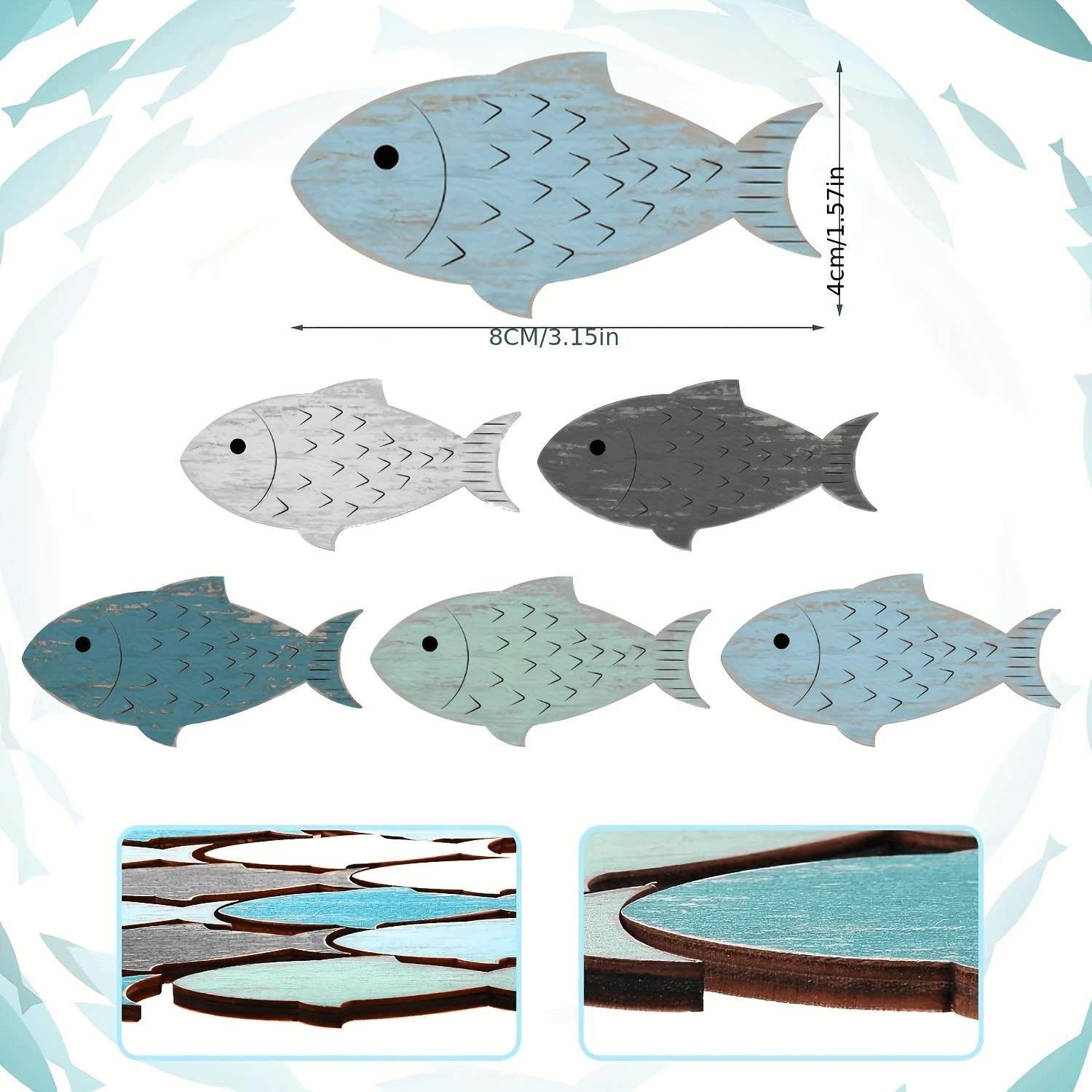 Wooden School Of Fish Beach Wall Decor Fish Wall Art Wood Fish Nautical ...