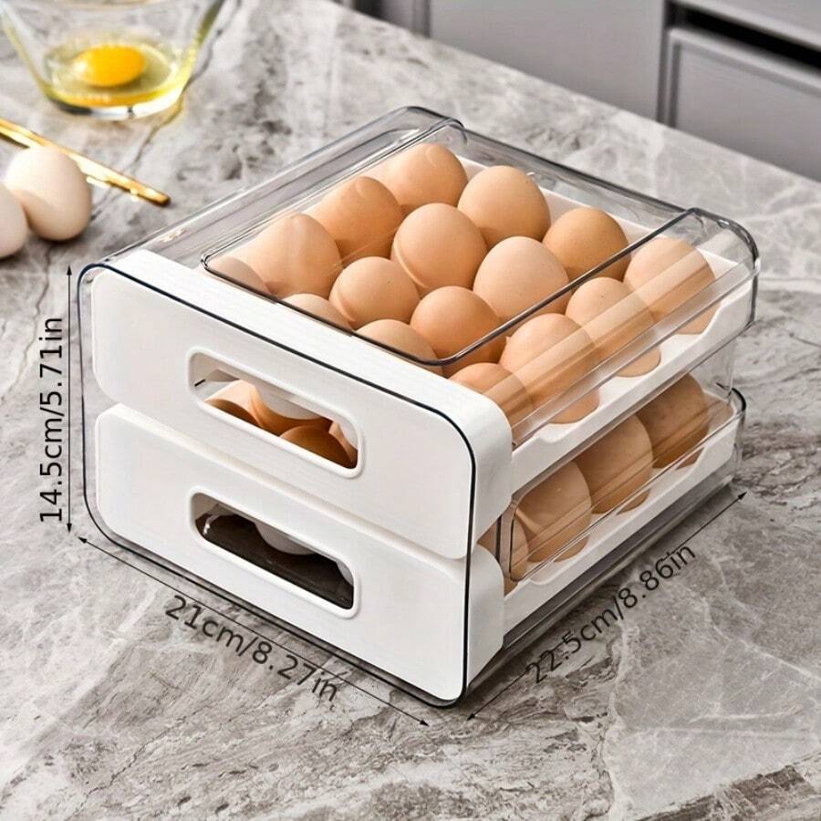 Egg Tray Fridge Storage Box With Drawer And Double Layer Design For ...