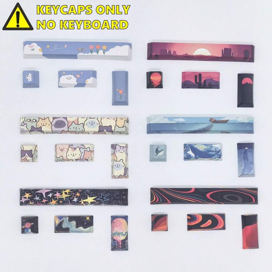 4 Keys PBT Keycaps Cherry Profile Dye-Sub Legends Space Bar 6.25U ESC ...