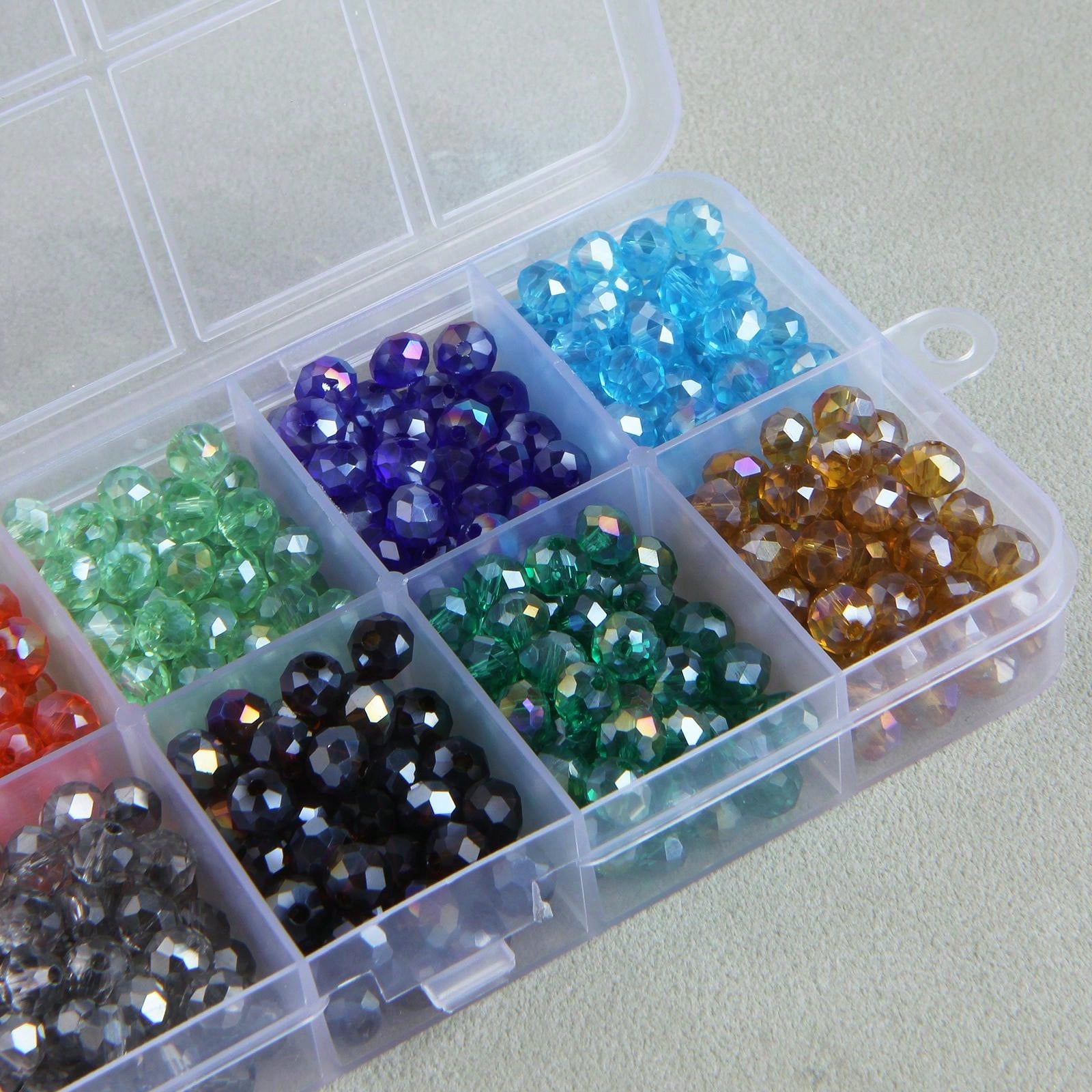 10 Grids/Set 6mm Glass Round Beads Set, Wheel-Shaped Flat Beads For Diy ...