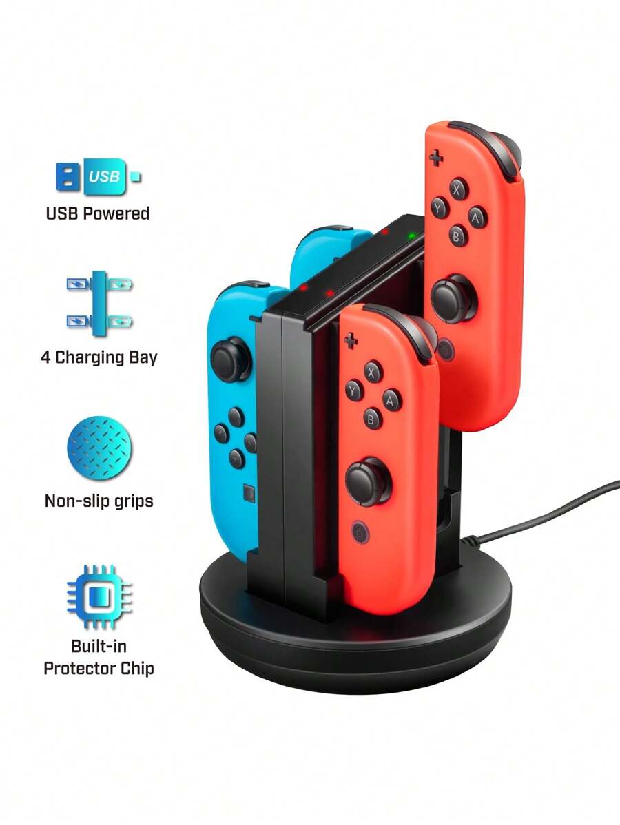 Charger For NIN Switch & OLED Model Joy Con Controller, 4 In 1 USB ...