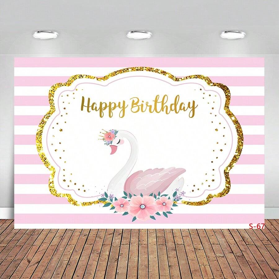 Pink Swan Princess Crown Photocall Baby Girl Birthday Glitters ...