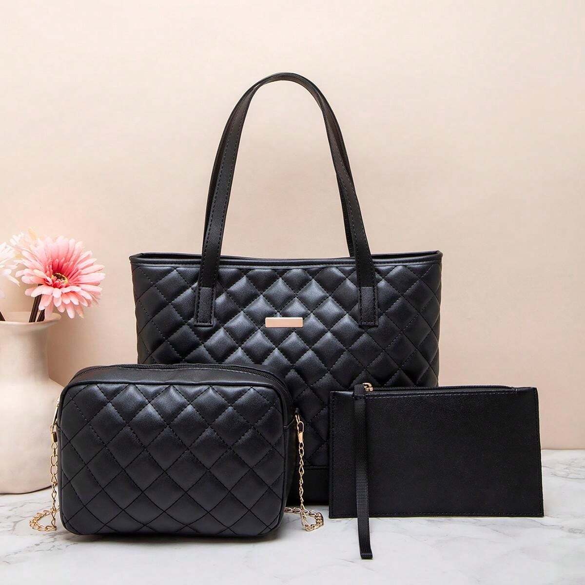 3pcs Women's Set Of Tote Bag,Clutch And Handbag,Mommy And Me Matching ...