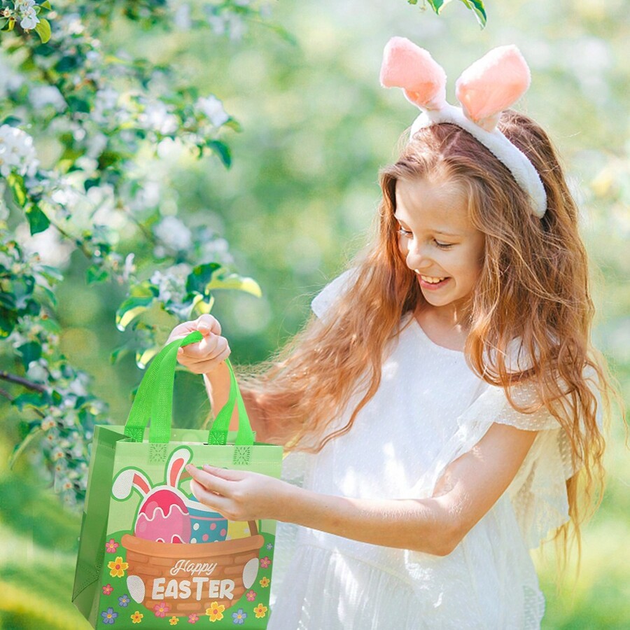 8 Pack Easter Tote Bags With Handles, Easter Gift Bag Bunny Bags Non ...