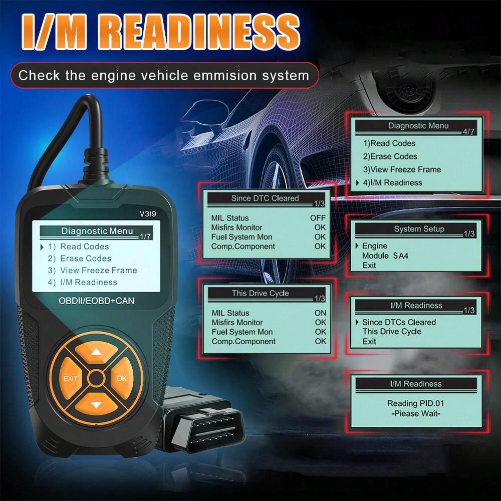 OBDII Scanner Diagnostic Tool, OBD2 Car Code Reader Check Engine Fault ...