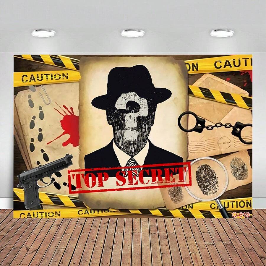 Detective Wanted Top Secret Backdrops Dead Or Alive Caution Police Wall ...