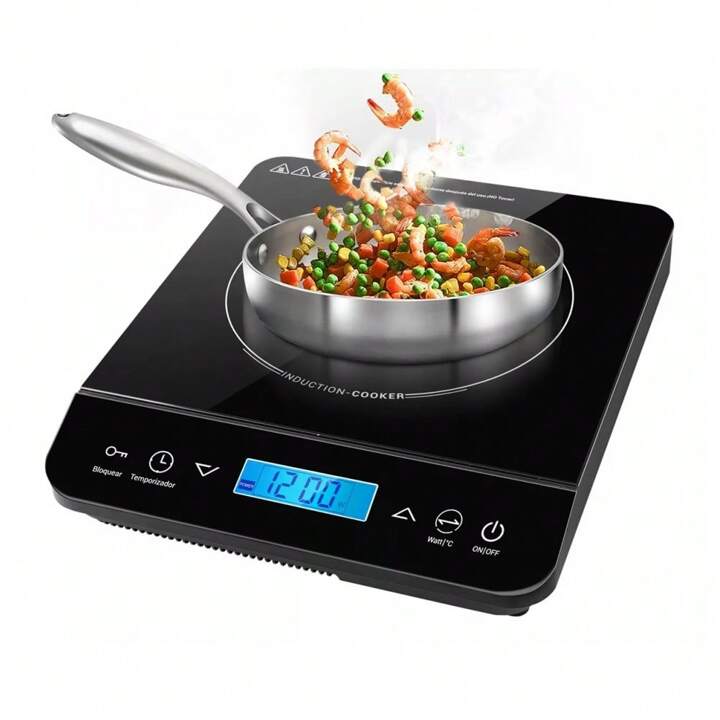 Induction Grill 1200W Induction Stove With Touch Sensor And LCD Screen Portable Induction Grill With 9 Power Temperature Levels 3 Hour Timer