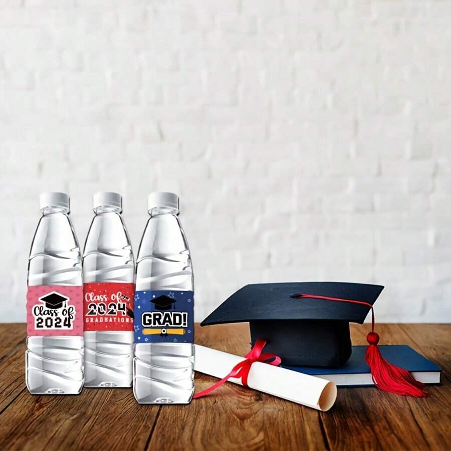 6 Sheets Graduation Mineral Water Stickers, Graduation Party Waterproof ...