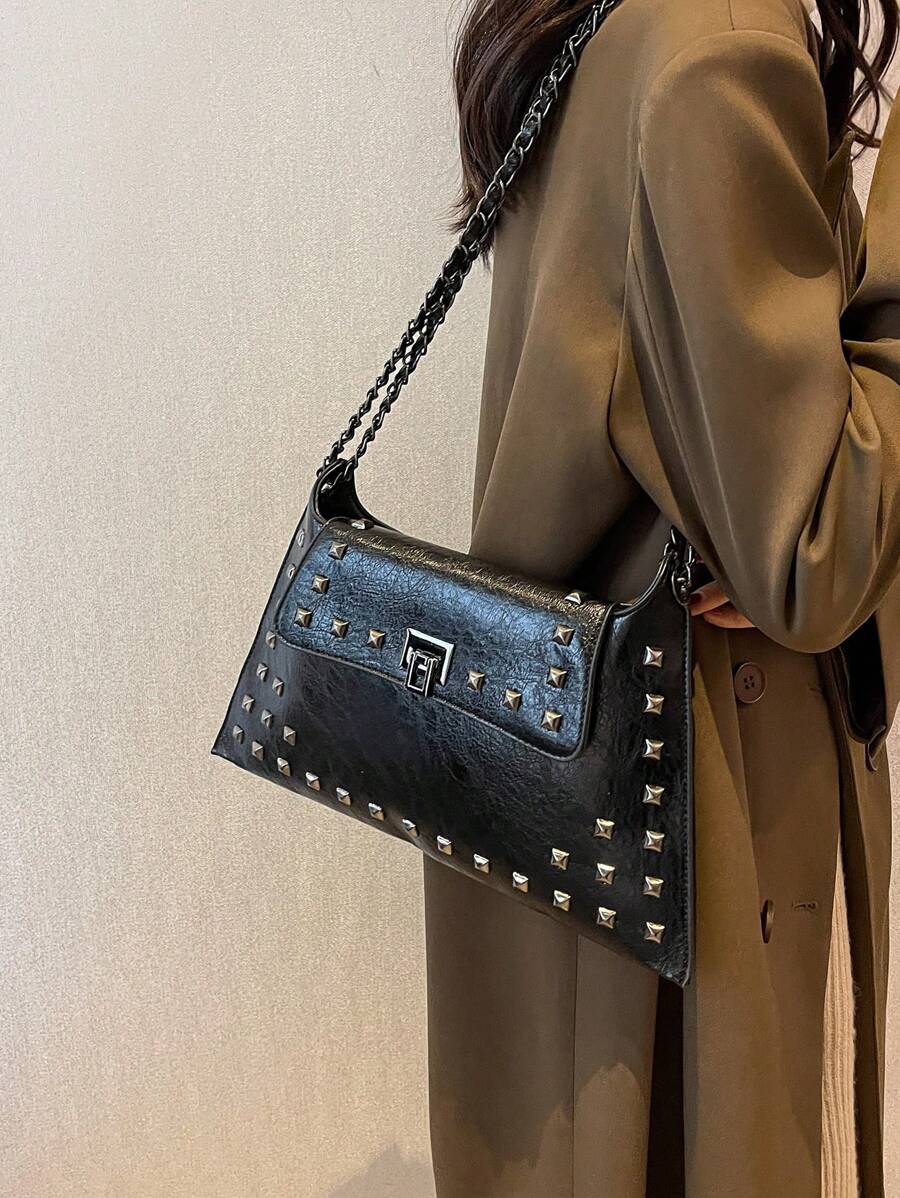 หมุดสีดำ 1 ตัวปิดตัวล็อคผ้า PU เหมาะสำหรับผู้หญิงที่ทำงาน เดินทาง ออกเด ...