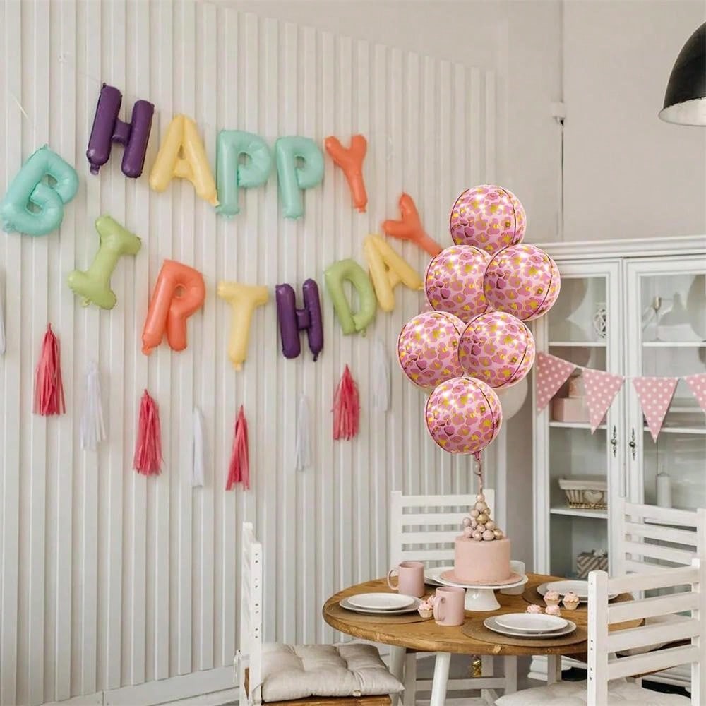 1pc 4d Round Jungle Animal Print Balloon, 22 Inches Giraffe Cheetah ...