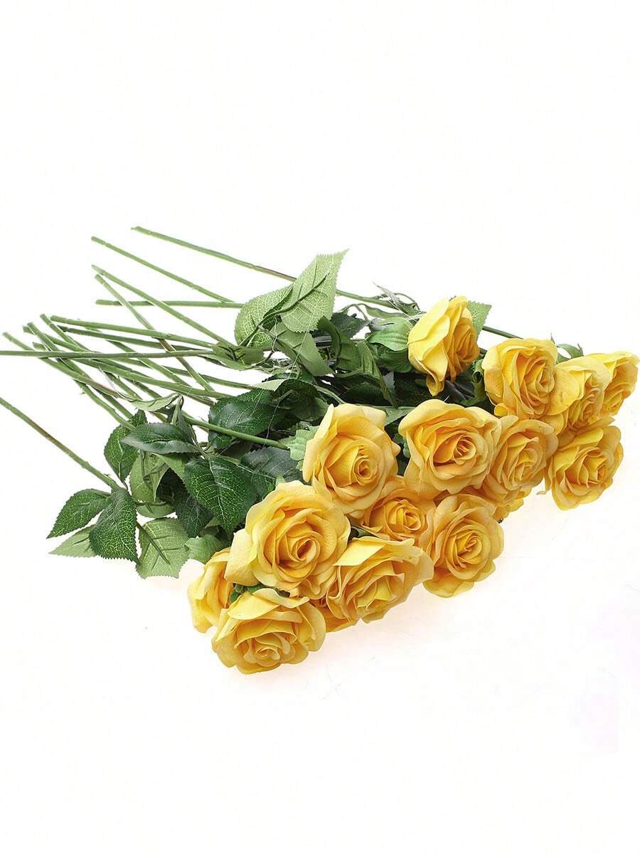 12Pcs Roses Artificial Flowers Bulk Real Touch Roses Fake Silk Roses ...