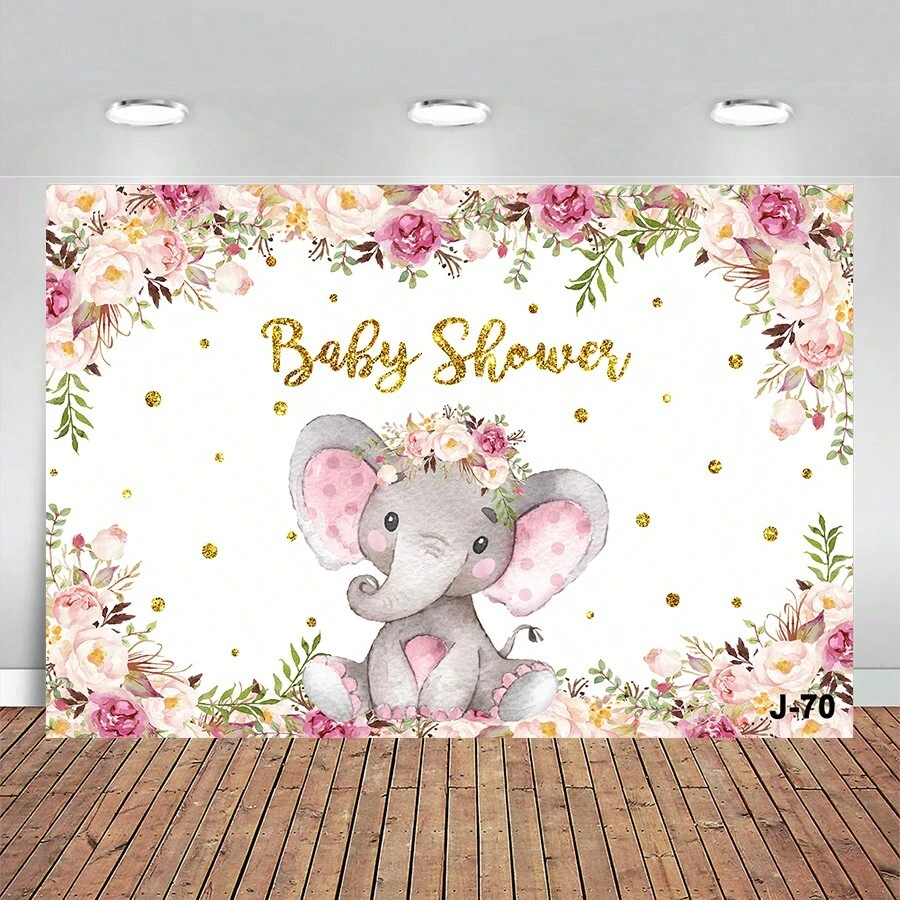 Elephant Baby Shower Backdrop For Photography Baptism Boy Girl First ...