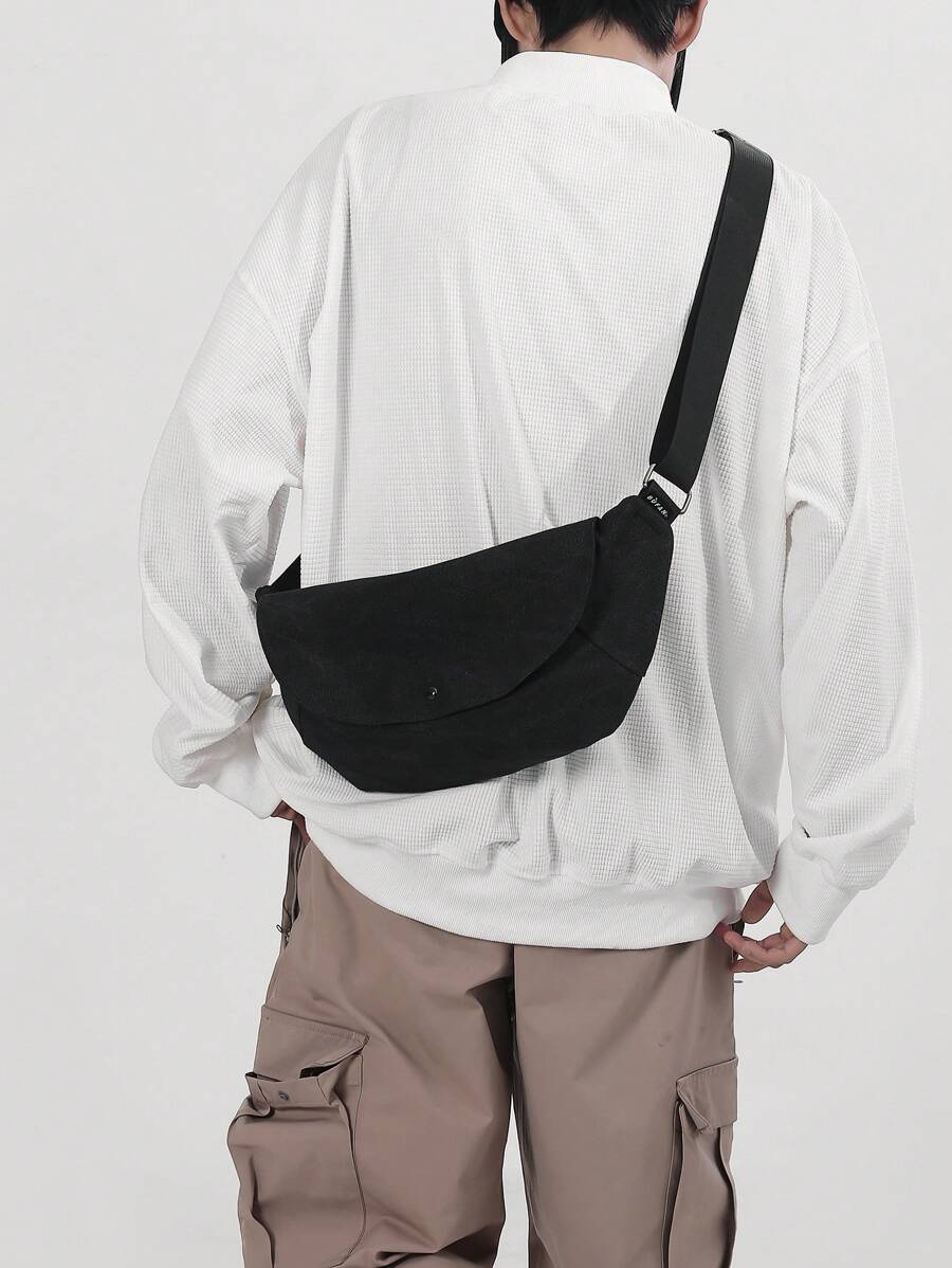Bolso Diagonal Para Hombre, De Color Sólido Y Simple, Material De Lona ...
