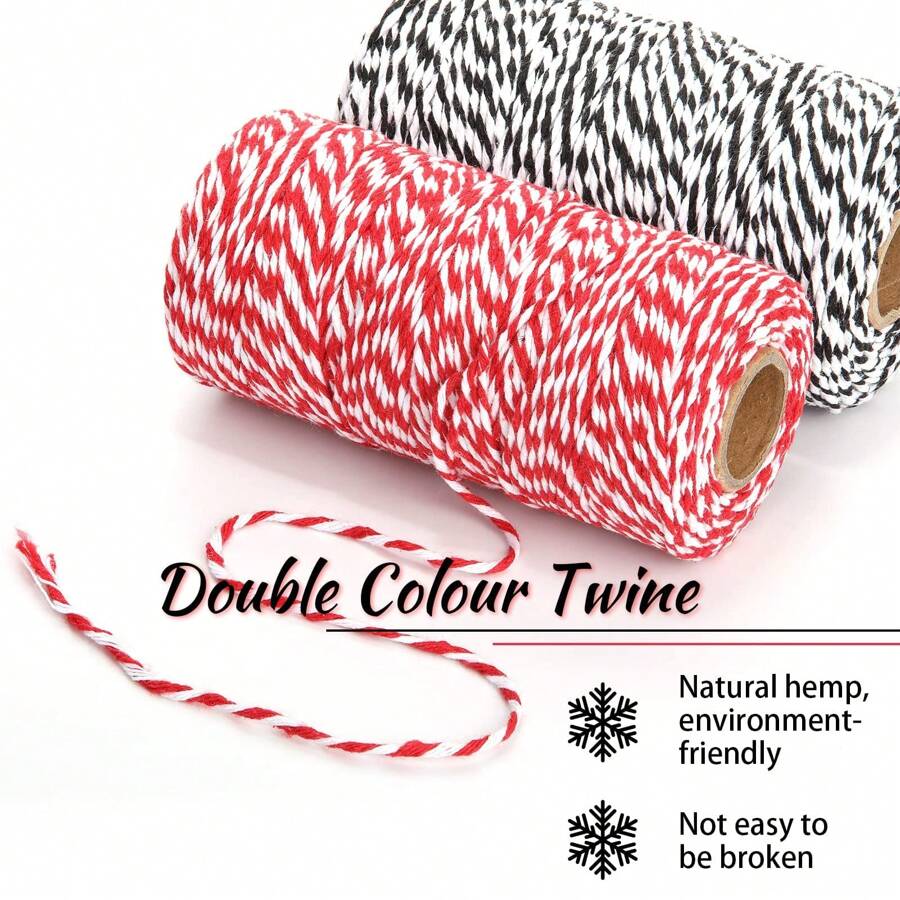 2 Rolls 200m Red And Black Wrapping Rope With 2mm Durable Twine For ...