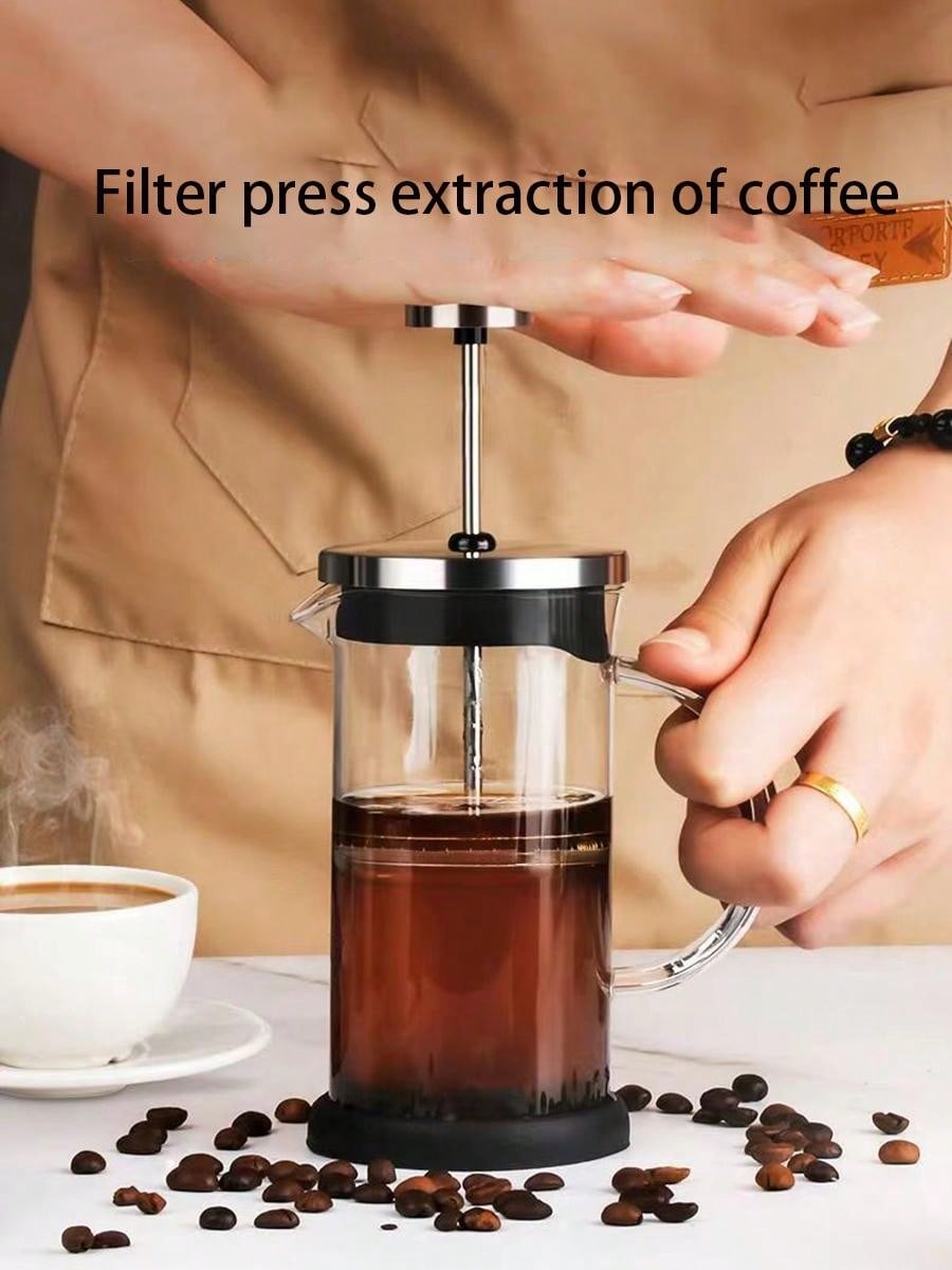 1pc Stainless Steel Lid Press-Down Filter Tea & Coffee Maker With Heat-Resistant High ...