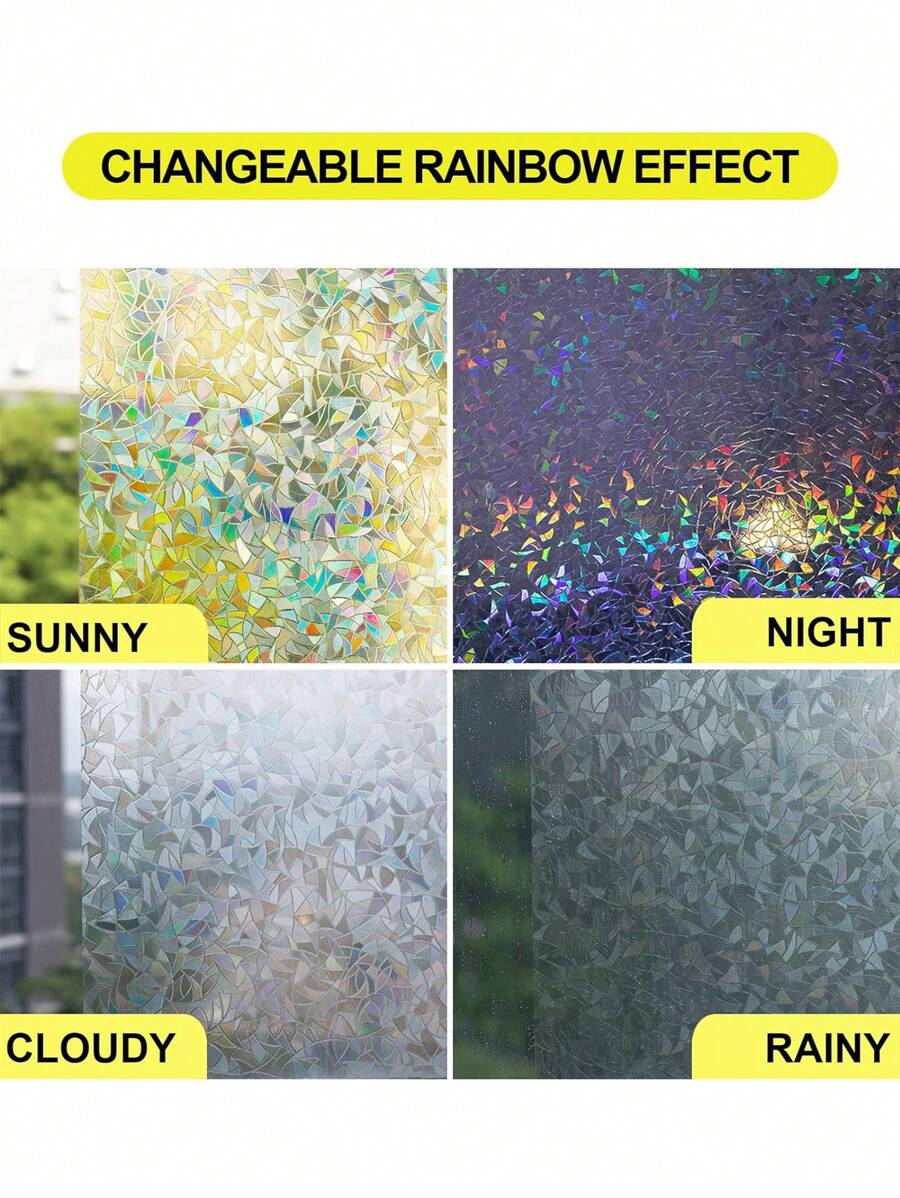 Window Privacy Film, Rainbow Window Clings, 3D Decorative Window Vinyl ...
