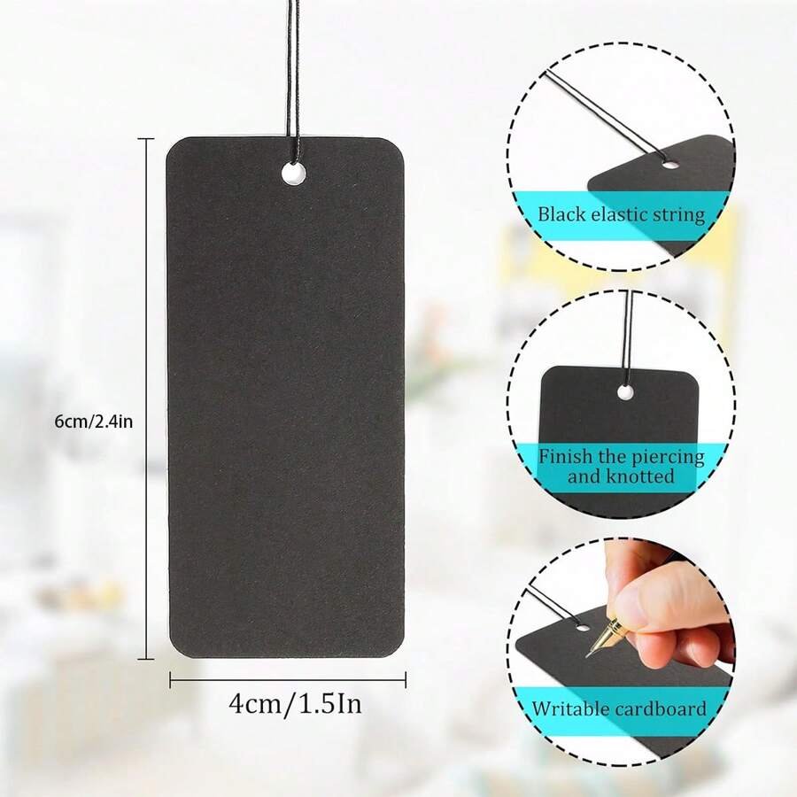100 Pack Black Tags With String Large Price Tags With Elastic Strings ...