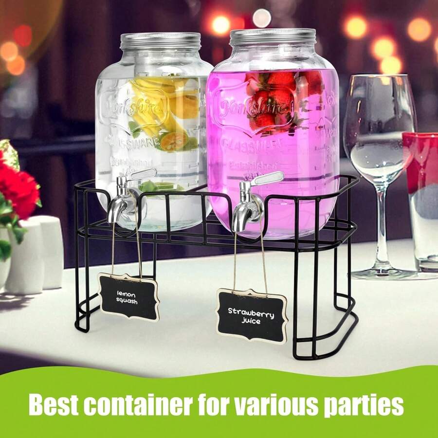 2PACK Glass Drink Dispensers For Parties .Beverage Dispenser,Glass ...