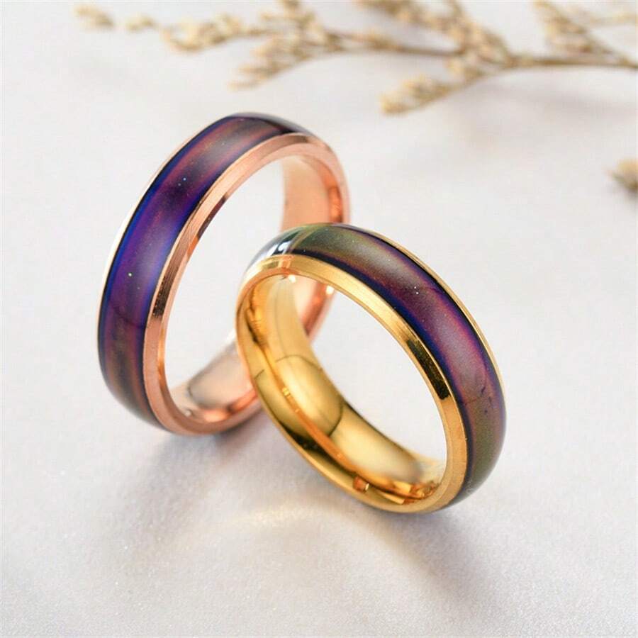 1pc Korean Style Mood Temperature Color Change Ring, Couple Lover ...