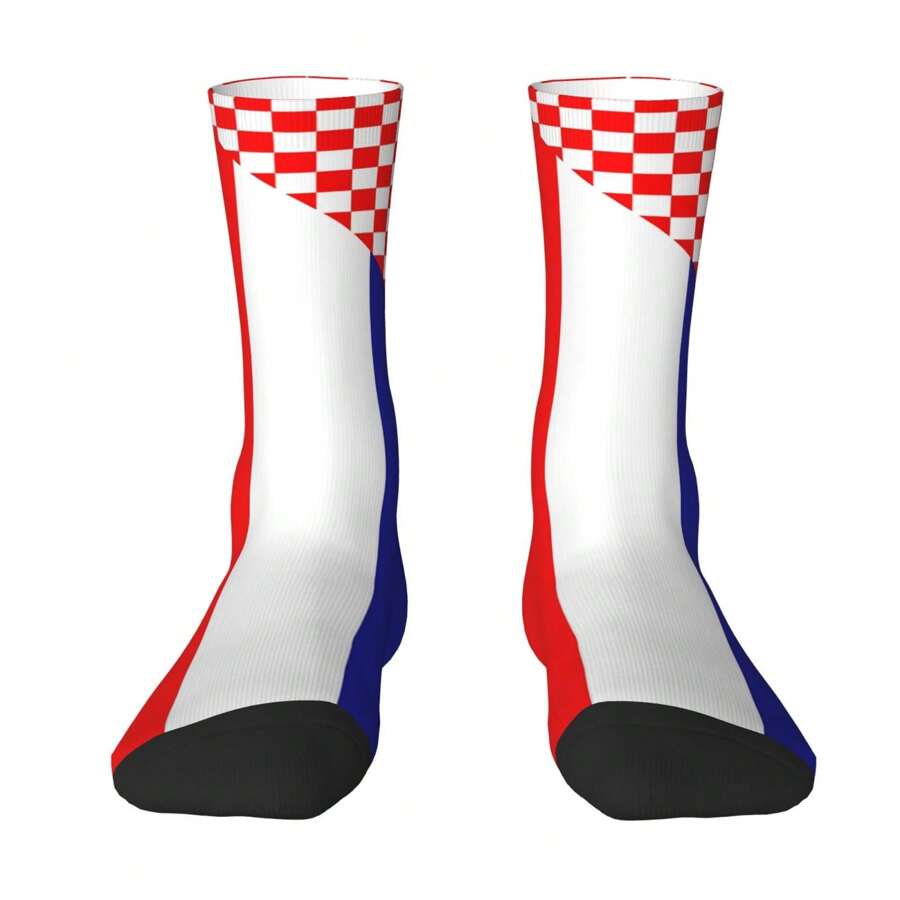 Funny Happy Men's Compression Socks Flag Of Croatia Alternative Style ...
