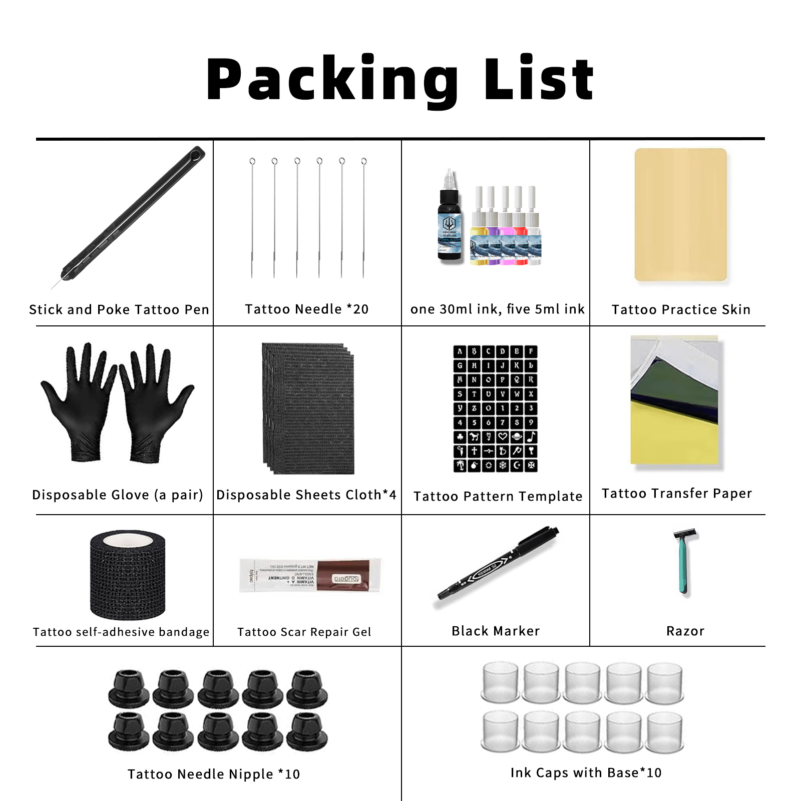 Hand Poke A Stick Tattoo Kit With Ink DIY Tattoo Practice Kit With ...