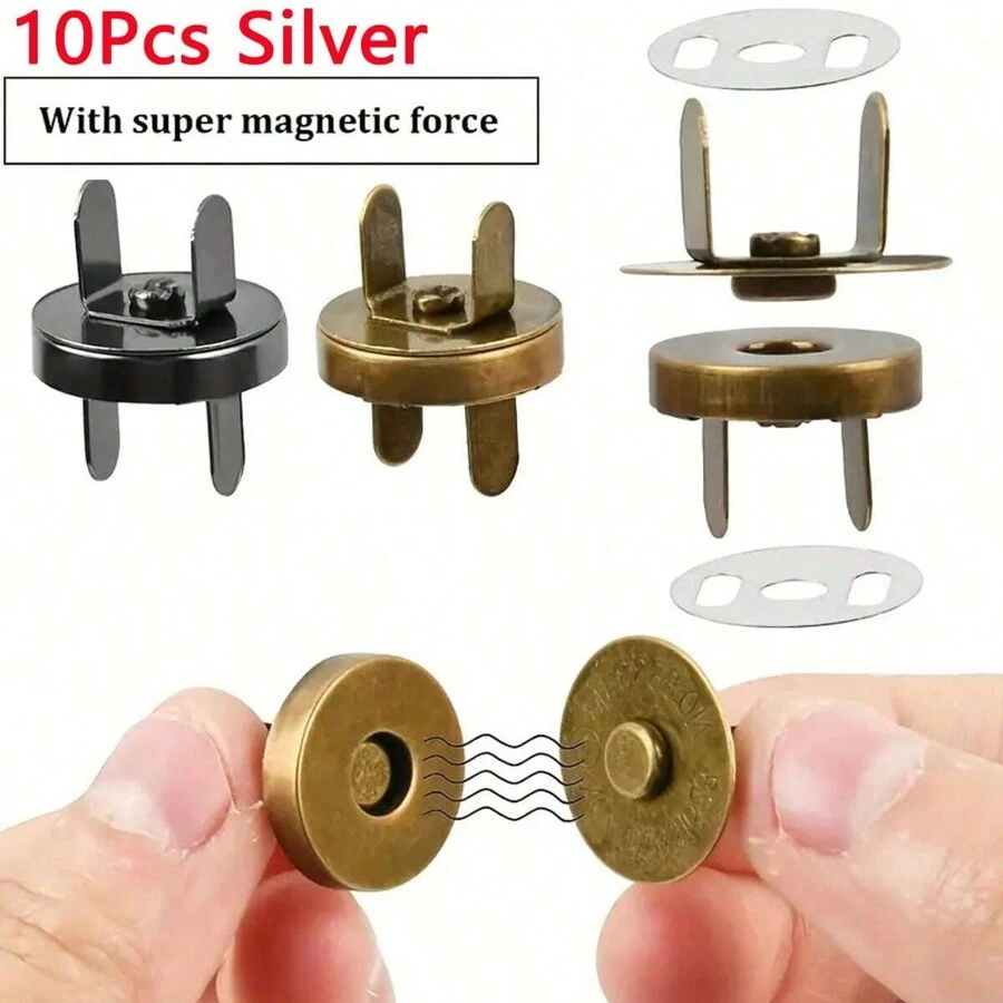10 Pcs Silver 14mm Magnetic Button Clasps Snaps Fastener Clasps Craft