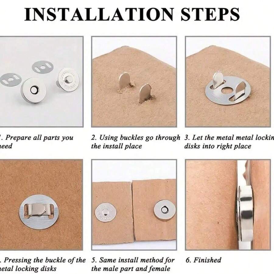 10 Pcs Silver 14mm Magnetic Button Clasps Snaps Fastener Clasps Craft ...