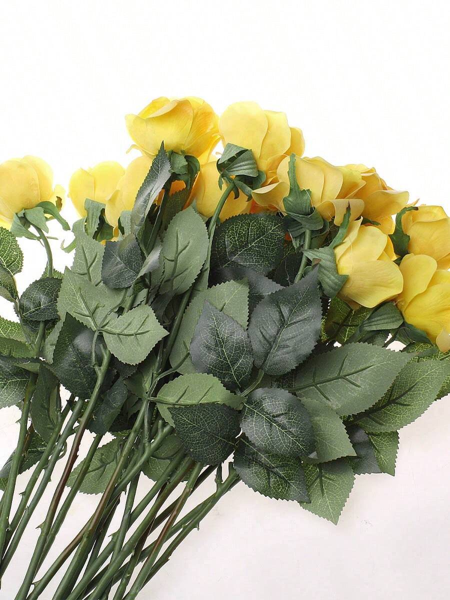 12Pcs Roses Artificial Flowers Bulk Real Touch Roses Fake Silk Roses ...