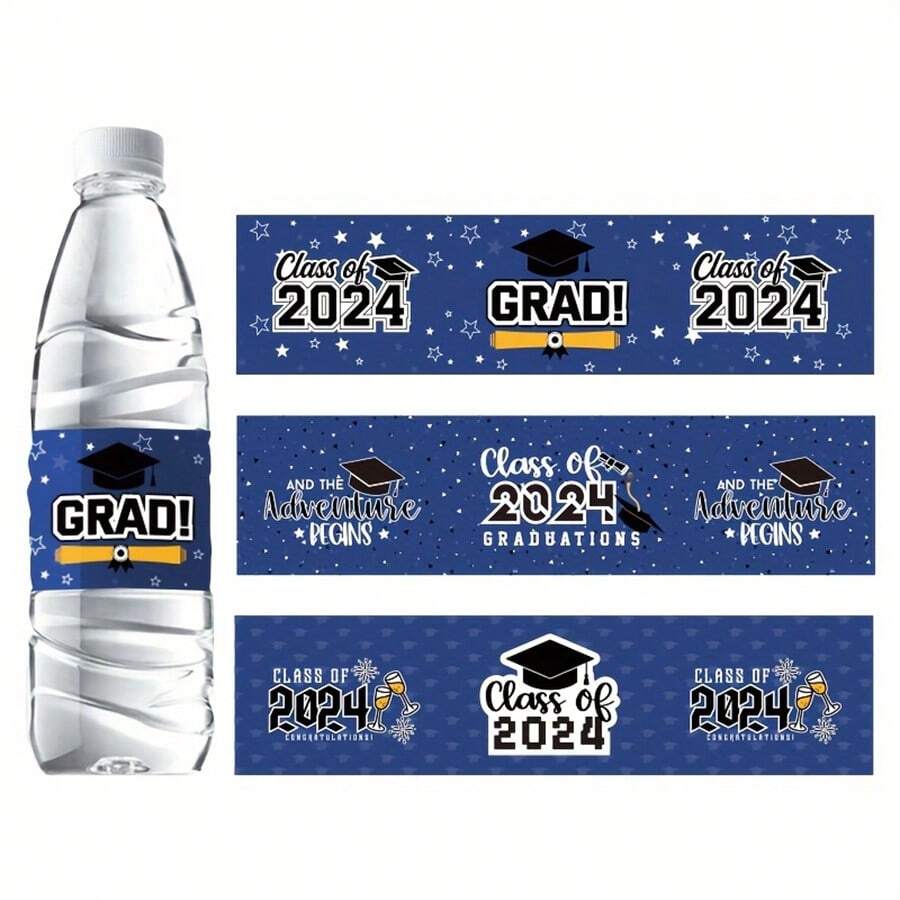 6 Sheets Graduation Mineral Water Stickers, Graduation Party Waterproof ...
