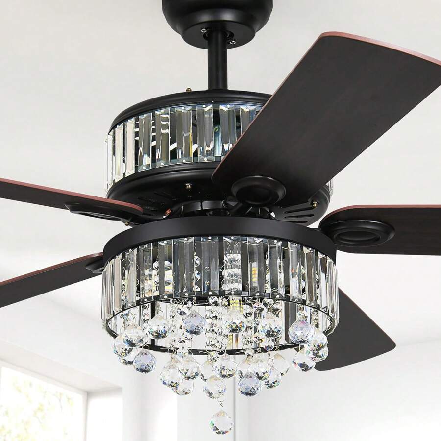 YITAHOME 52 Inch Chandelier Ceiling Fan Light With Remote Indoor ...