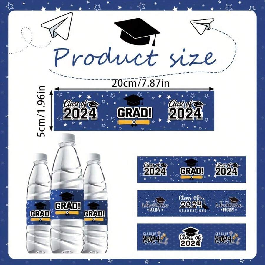 6 Sheets Graduation Mineral Water Stickers, Graduation Party Waterproof ...