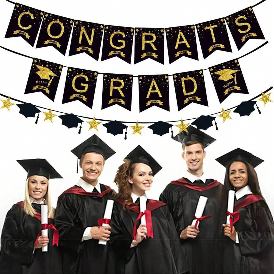 Banner De Graduación Congrats Preensamblado: Banner De Fiesta De ...